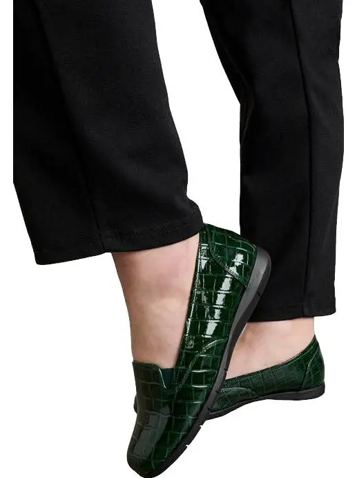 COMFORTVIEW The Leisa Croc Effect Slip-on Flat - Emerald