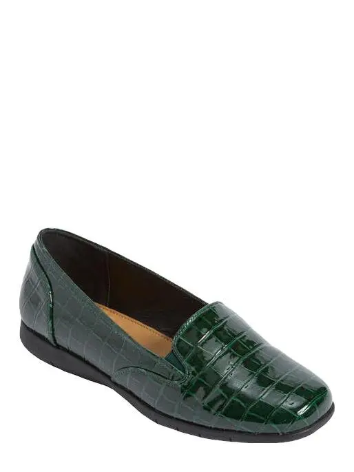 COMFORTVIEW The Leisa Croc Effect Slip-on Flat - Emerald