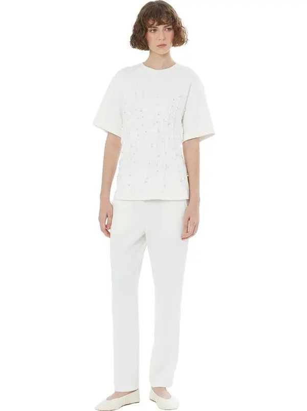 GIZIA Embroidered Detail T-shirt - Ivory