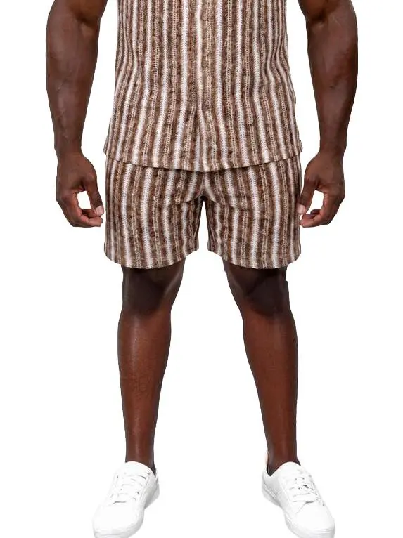 MACEOO Textured Knit Drawstring Shorts - Brown