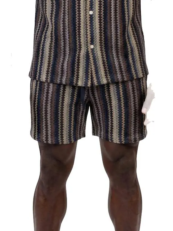 MACEOO Textured Knit Drawstring Shorts - Brown