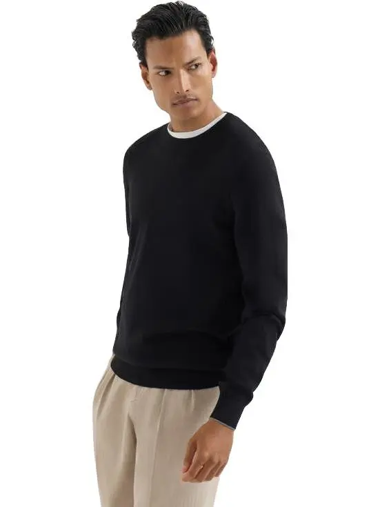 Brunello Cucinelli Ribbed Cashmere Crewneck Sweater - Black