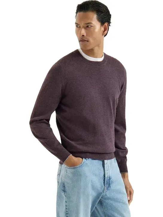 Brunello Cucinelli Ribbed Cashmere Crewneck Sweater - Grey
