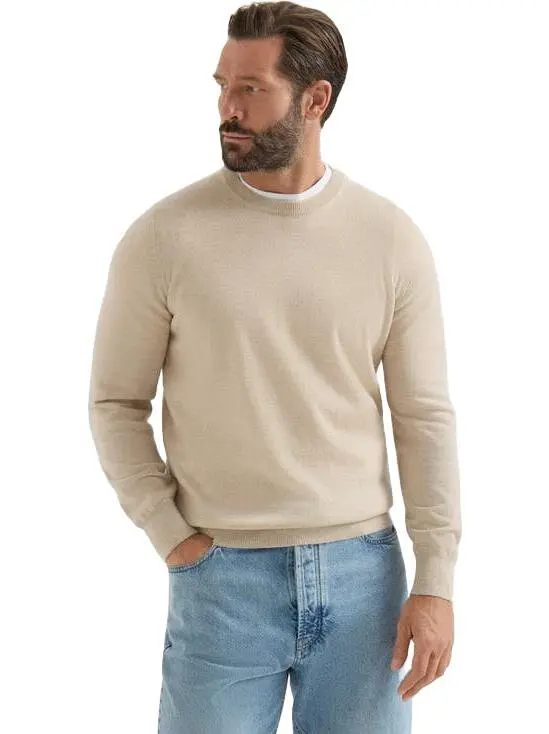 Brunello Cucinelli Ribbed Cashmere Crewneck Sweater - Sand