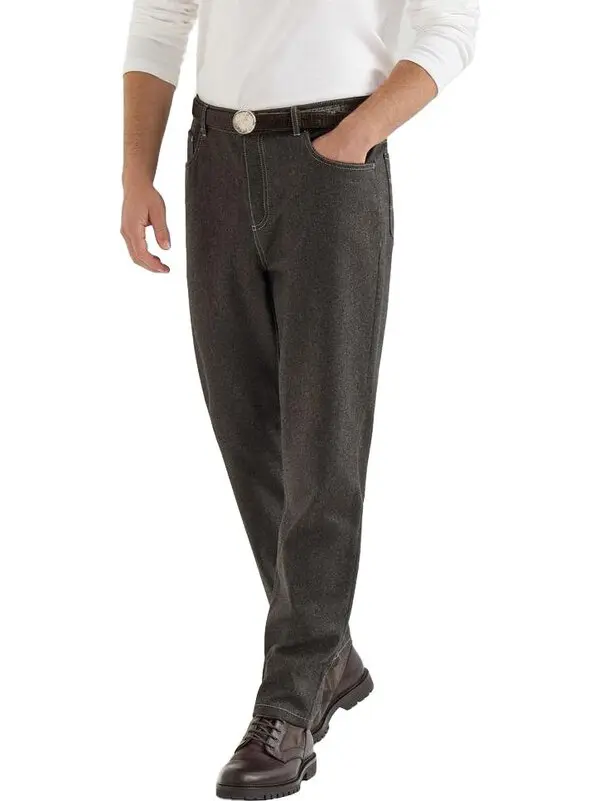 Brunello Cucinelli Virgin Wool Flannel Five-pocket Trousers - Grey