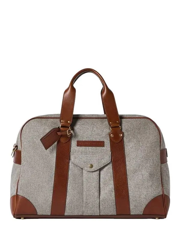 Brunello Cucinelli Virgin Wool, Alpaca, And Cashmere Flannel Street Bag With Grained Calfskin Inserts - Medium Grey