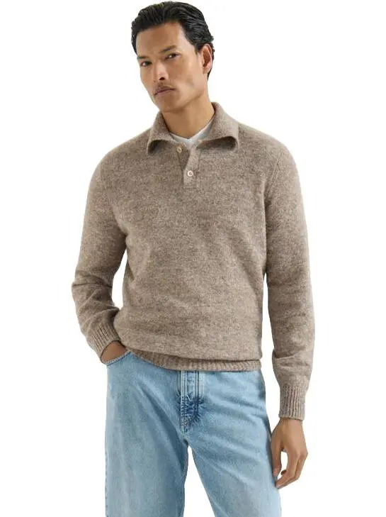 Brunello Cucinelli Alpaca, Cashmere, And Wool Polo Shirt - Medium Grey