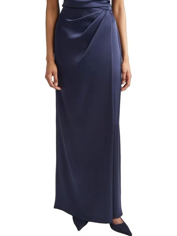 St. John Penelope Liquid Satin Maxi Skirt - Midnight