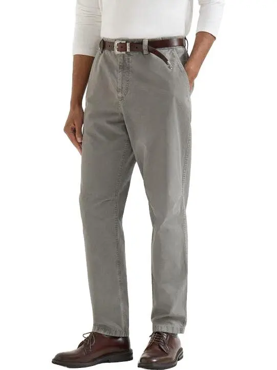 Brunello Cucinelli Peached Cotton Gabardine Trousers - Mud