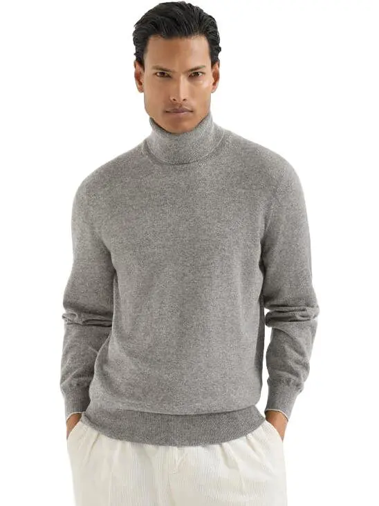 Brunello Cucinelli Cashmere Turtleneck Sweater - Grey