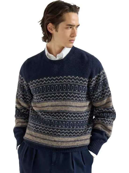 Brunello Cucinelli Alpaca, Cashmere, And Wool Nordic Jacquard Sweater - Chestnut