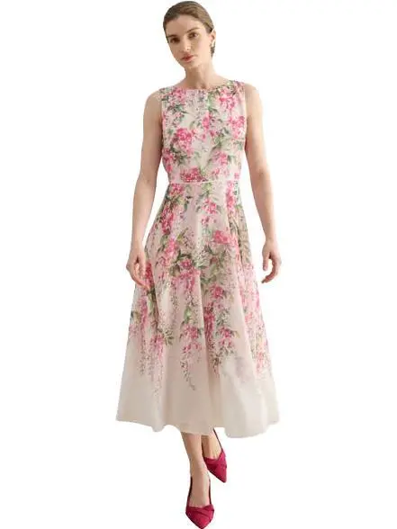 HOBBS LONDON Floral Fit And Flare Midi Dress - Ivorymulti