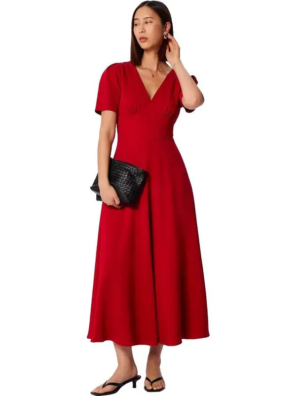 Whistles V-neck Panel Maxi Dress - Red