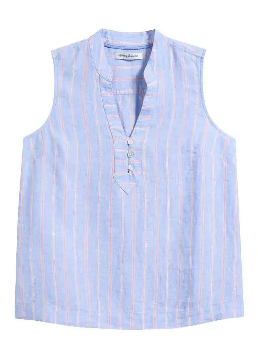 Tommy Bahama Sea Salt Stripe Sleeveless Linen Top - Grape Pools