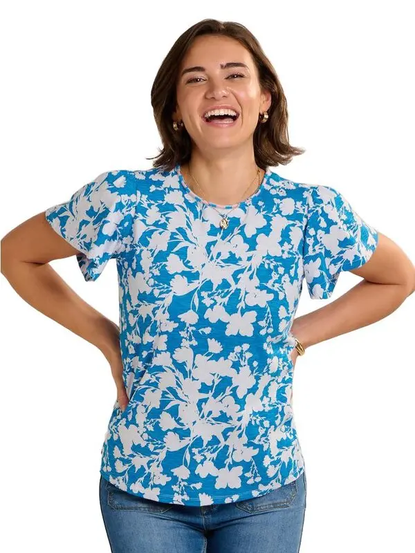 BRAKEBURN Ria Floral Print T-shirt - Blue