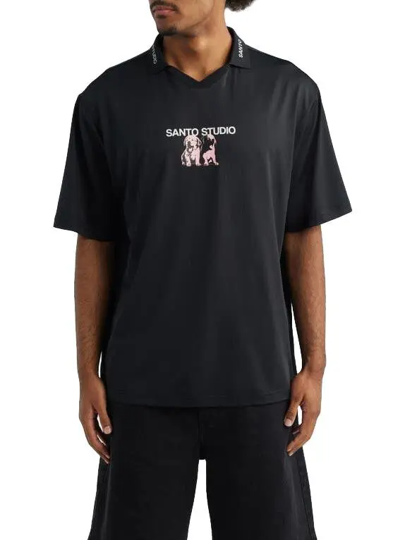 SANTO STUDIO Thugs Need Hugs Polo - Black
