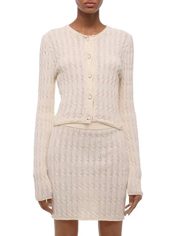 Helmut Lang Cable Stitch Crop Cardigan - Ivory
