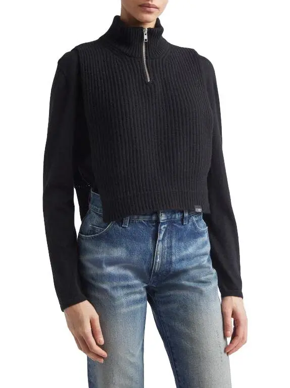 MAISON MARGIELA Wool Blend Poncho - Black