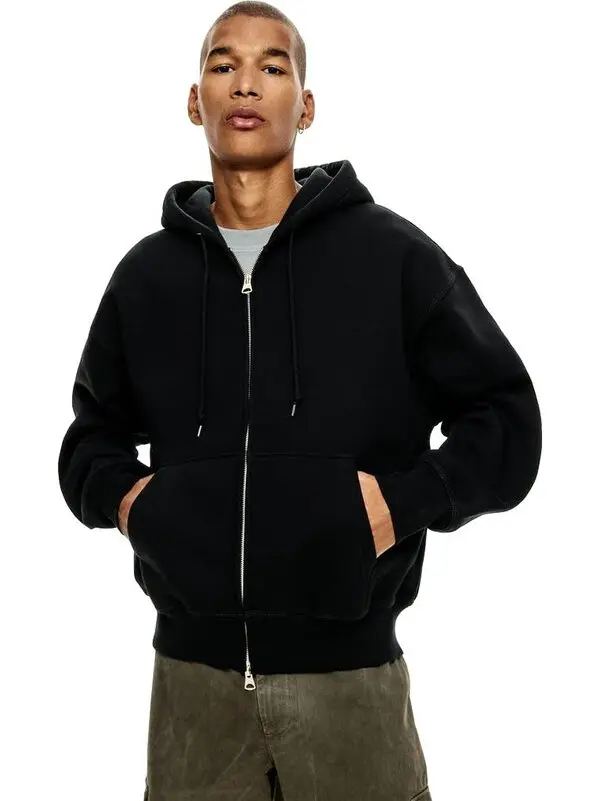 H&m Oversized Fit Zip-through Hoodie - Black