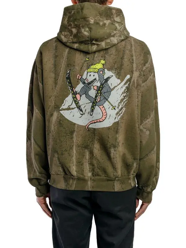 VARDAGEN Slalom Possum Drip Dye Heavyweight Hoodie - Olive
