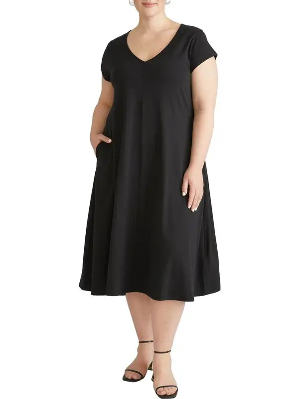 Universal Standard Danna Jersey V-neck Midi Dress - Black