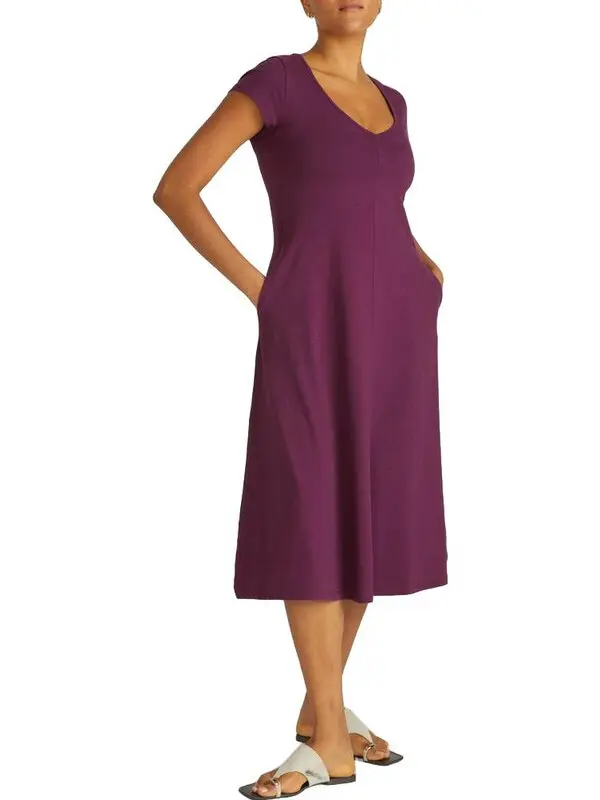 Universal Standard Danna Jersey V-neck Midi Dress - Gamay