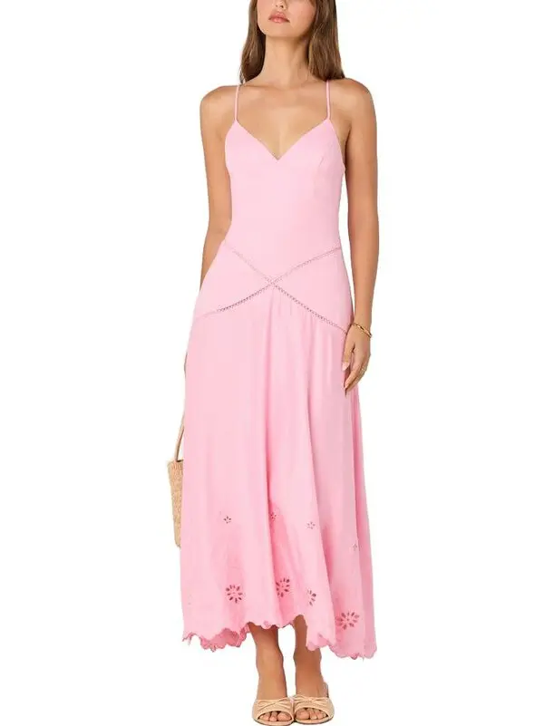 Astr The Label Lainey Linen Blend Dress - Pink