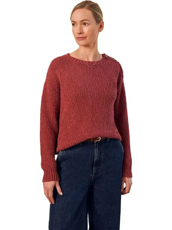 CELTIC & CO. Slub Knit Button Detail Sweater - Clay