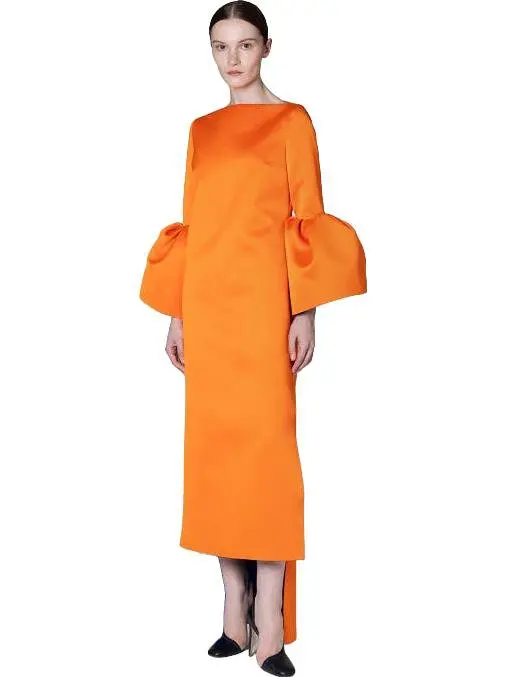 ROKSANDA Bardot Structured Maxi Dress With Bell Sleeves - Orange/blue