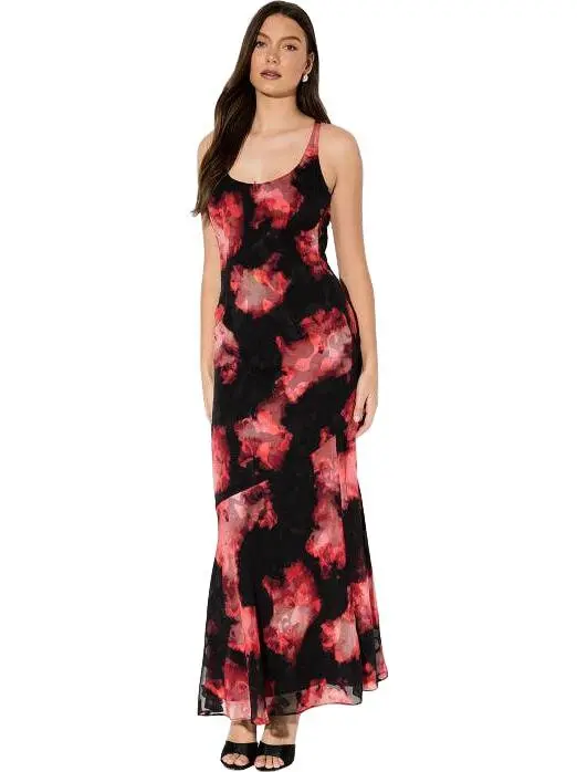 MISSPAP Burnout Scoop Neck Bias Maxi Dress - Multi