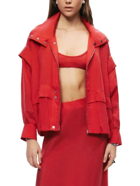 NOCTURNE Relaxed Zip-up Jacket With High Neckline - Red
