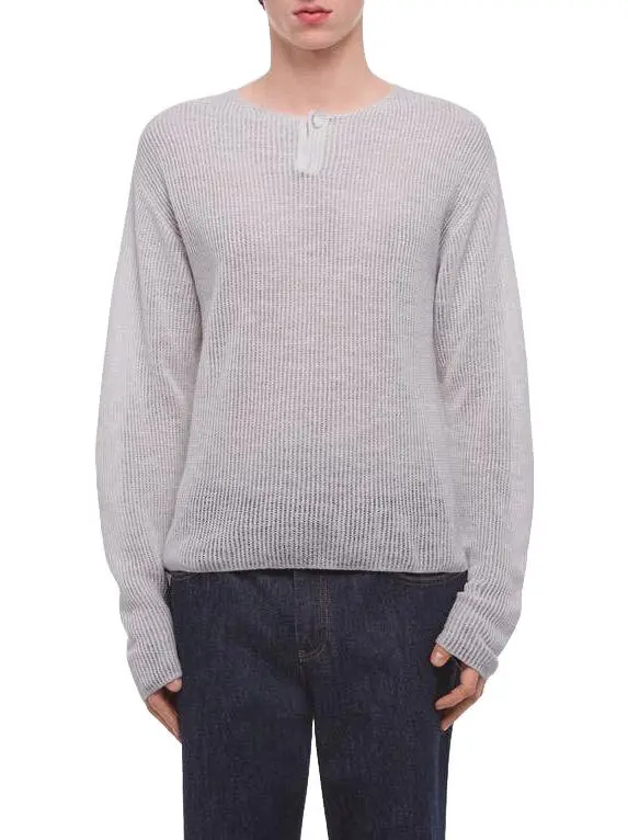 Helmut Lang Textured Henley Sweater - Cool Grey
