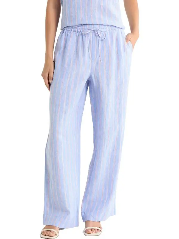 Tommy Bahama Sea Salt Bay Stripe Linen Drawstring Pants - Grape Pools