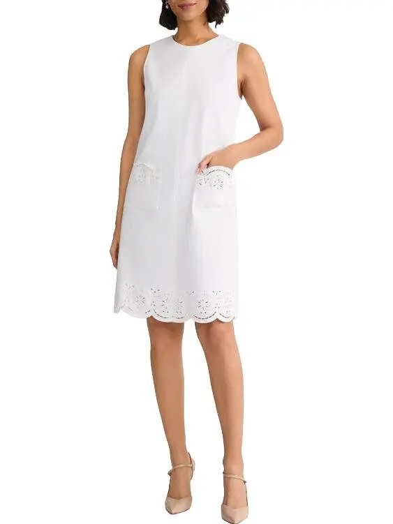 Jones New York Sleeveless Eyelet Mini Dress - Soft White