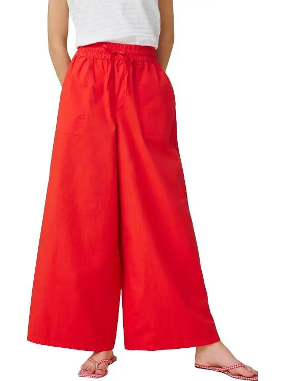 Splendid Mallory Wide Leg Poplin Pants - Firework Red