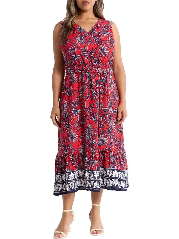 Jones New York Leaf Print Sleeveless Maxi Dress - Rogue Multi