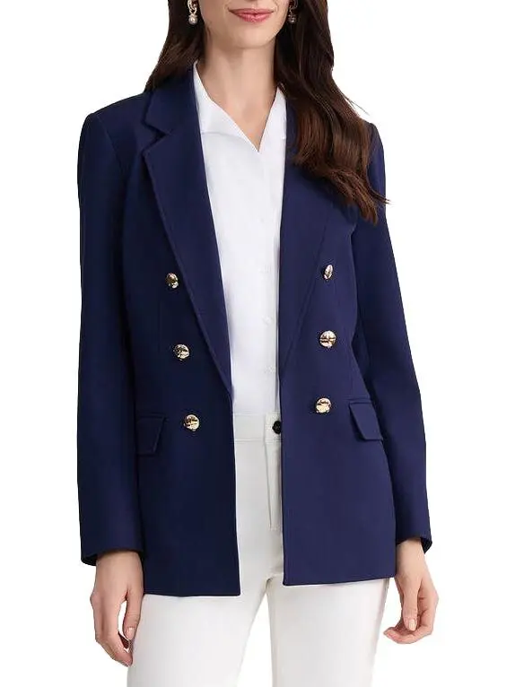 Jones New York Faux Double Breasted Blazer - Pacific Navy