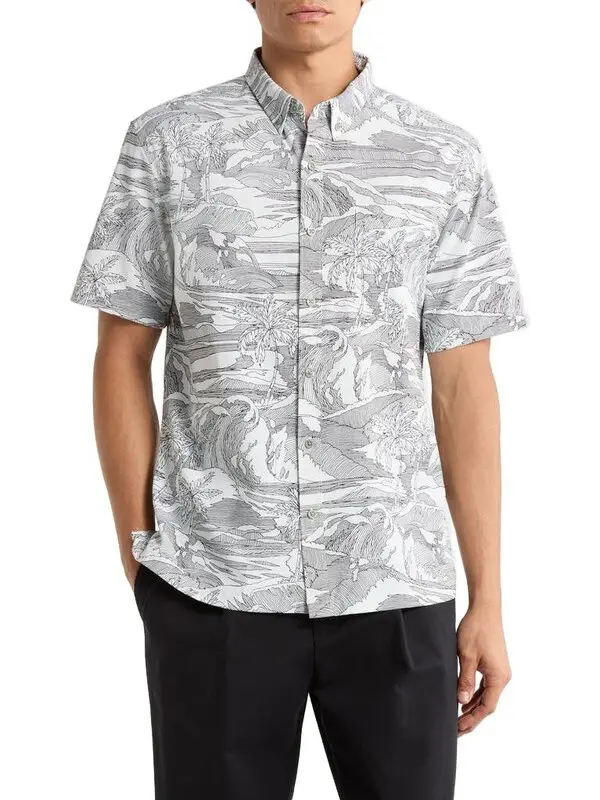 Tori Richard Sea Sketch Button-down Shirt - Light Grey
