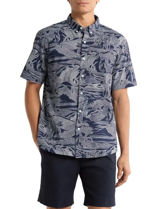 Tori Richard Sea Sketch Button-down Shirt - Navy