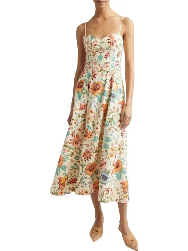 Ulla Johnson Fiora Floral Cotton Dress - Abalone