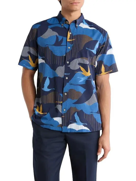 Tori Richard Take Flight Short Sleeve Button-down Shirt - Navy