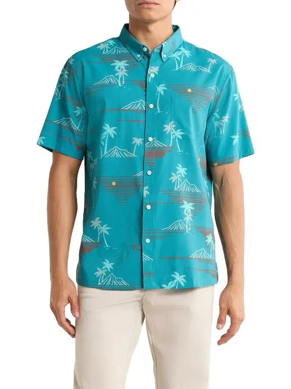 Tori Richard Oasis Short Sleeve Button-down Shirt - Peacock