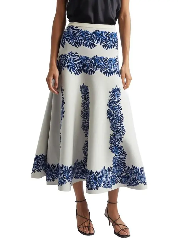 Ulla Johnson Alessia Jacquard Midi Skirt - Ocean