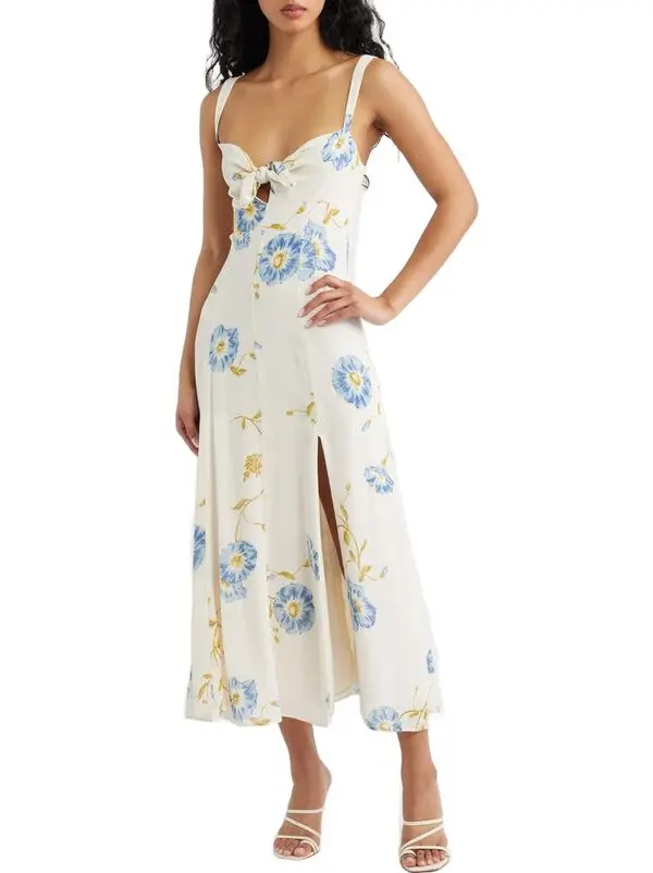 REFORMATION Aislinn Floral Tie Front Midi Dress - Glorious