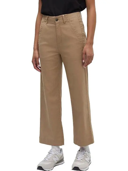 TENTREE Slocan Wide Leg Cropped Trousers - Khaki