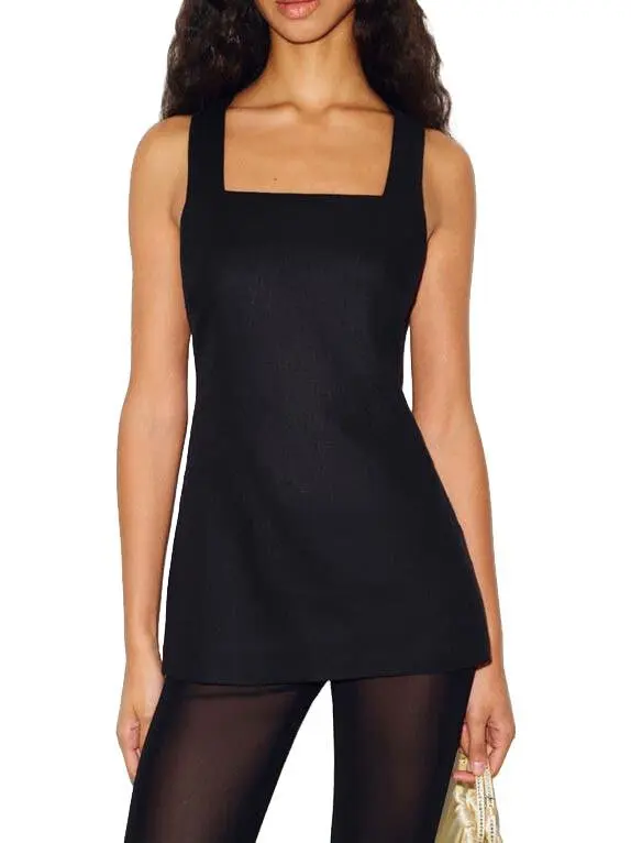 REFORMATION Kalita Cross Back Linen Top - Black