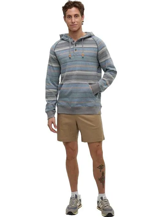 TENTREE Woodrow Henley Hoodie With Drawstring - Graphite Multi Stripe