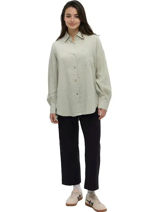 TENTREE West End Oversized Hemp And Tencel Shirt - Light Moss