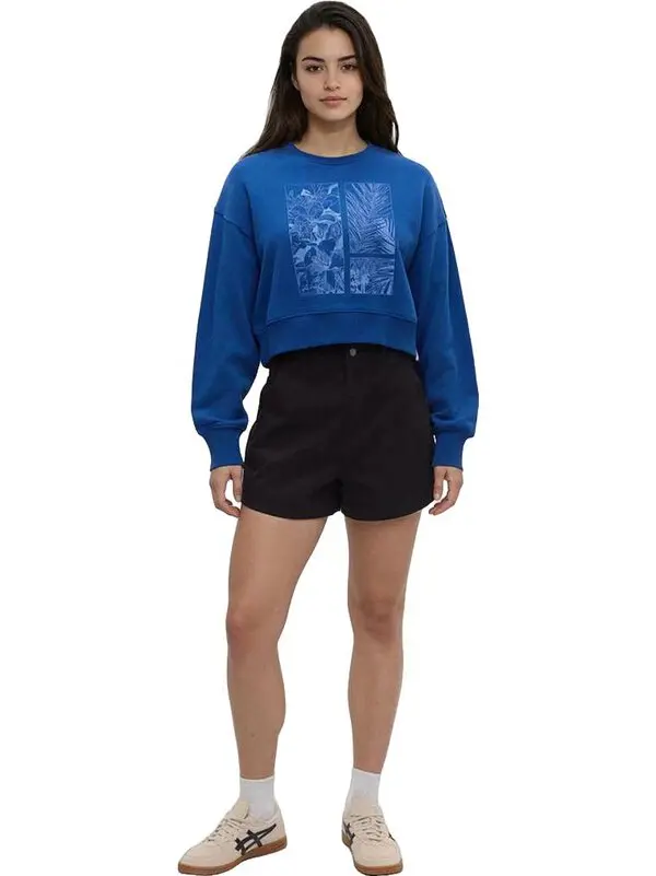 TENTREE Framed Haitian Blooms Oversized Crop Crew - Nightfall/high Tide
