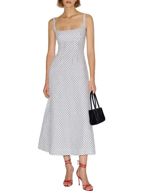 REFORMATION Sabine Polka Dot Linen Dress - Eclipse Dot